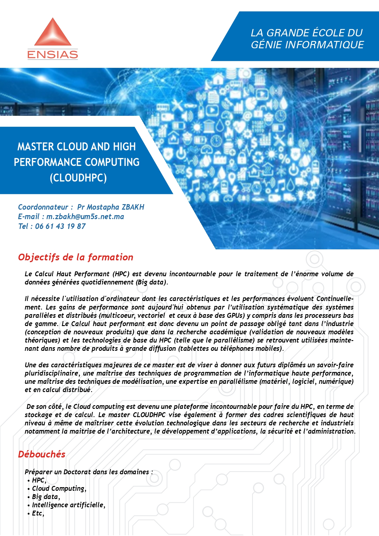 NOUVEAU Master de Recherche : Cloud and high Performance Computing (CLOUDHPC) | ENSIAS